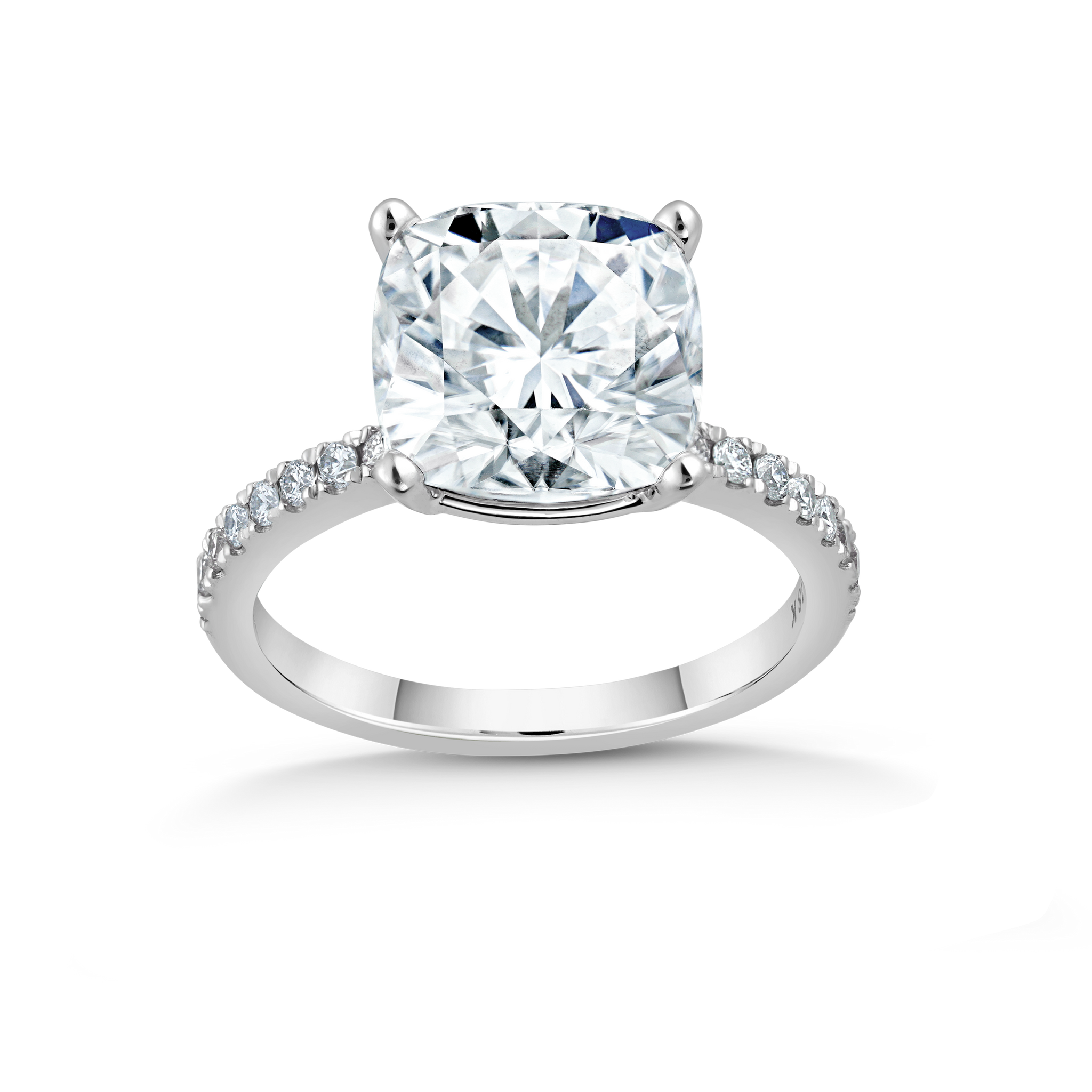 Cushion Cut Diamond Engagement Ring with Pavé Band | Destiny Solitaire