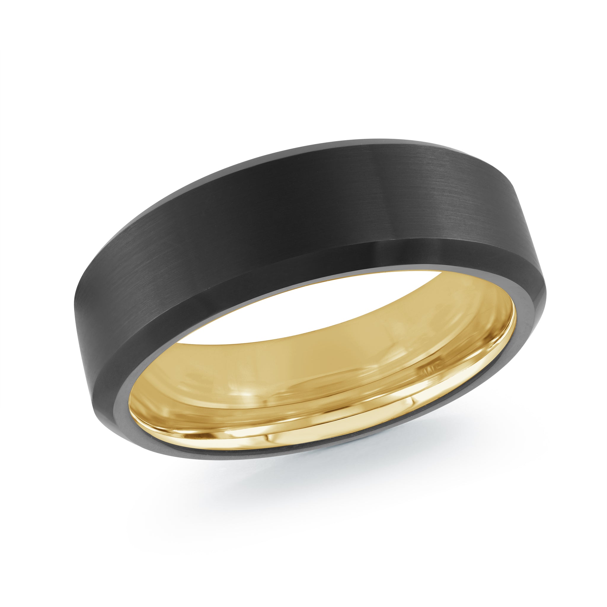 Bold Horizon Gold Inlay Tungsten Men's Wedding Band - Free Engraving